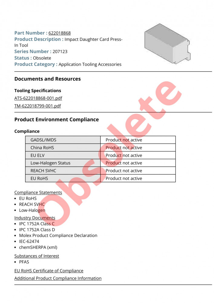 Tooling document image 1 for MOLEX 622018868