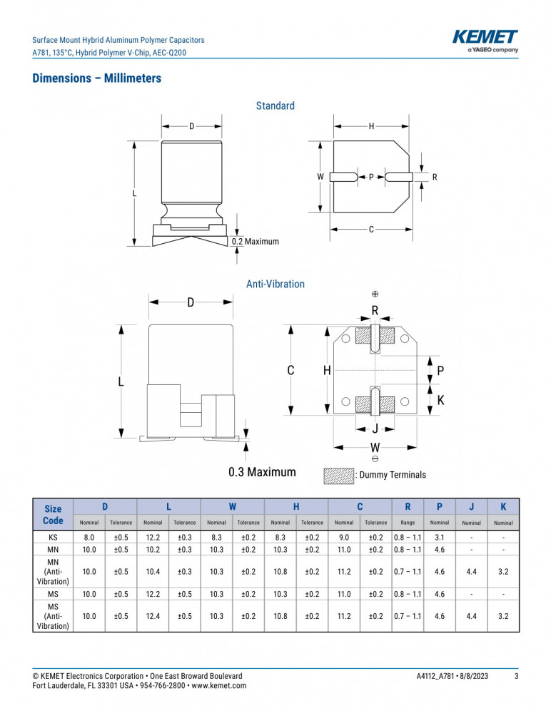 KEMET A781 datasheet page 3