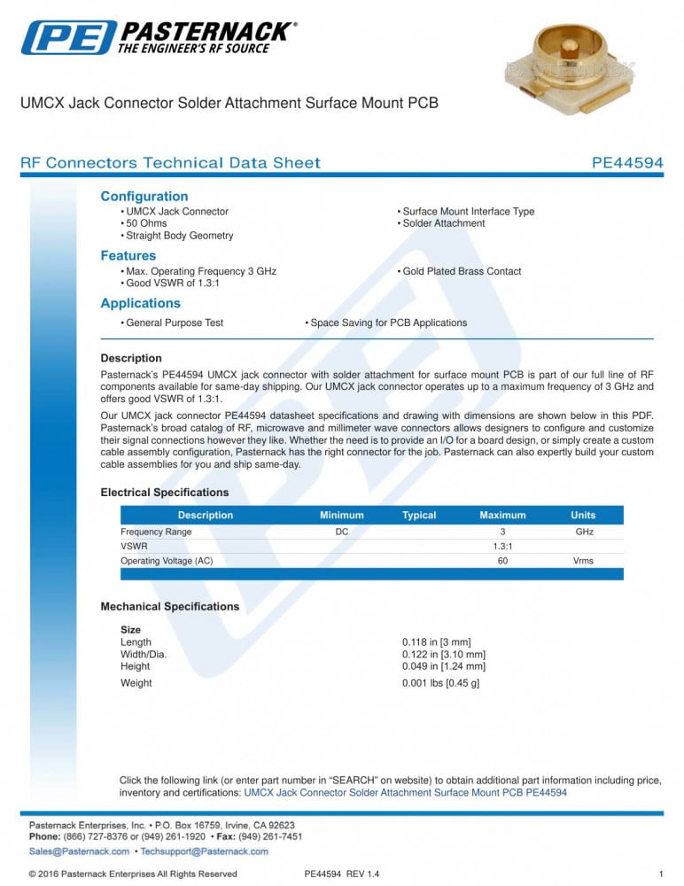 PE44594 technical document page 1