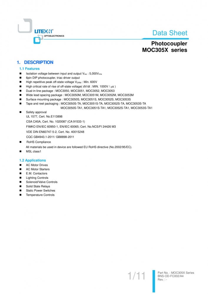 MOC3052 datasheet page 2