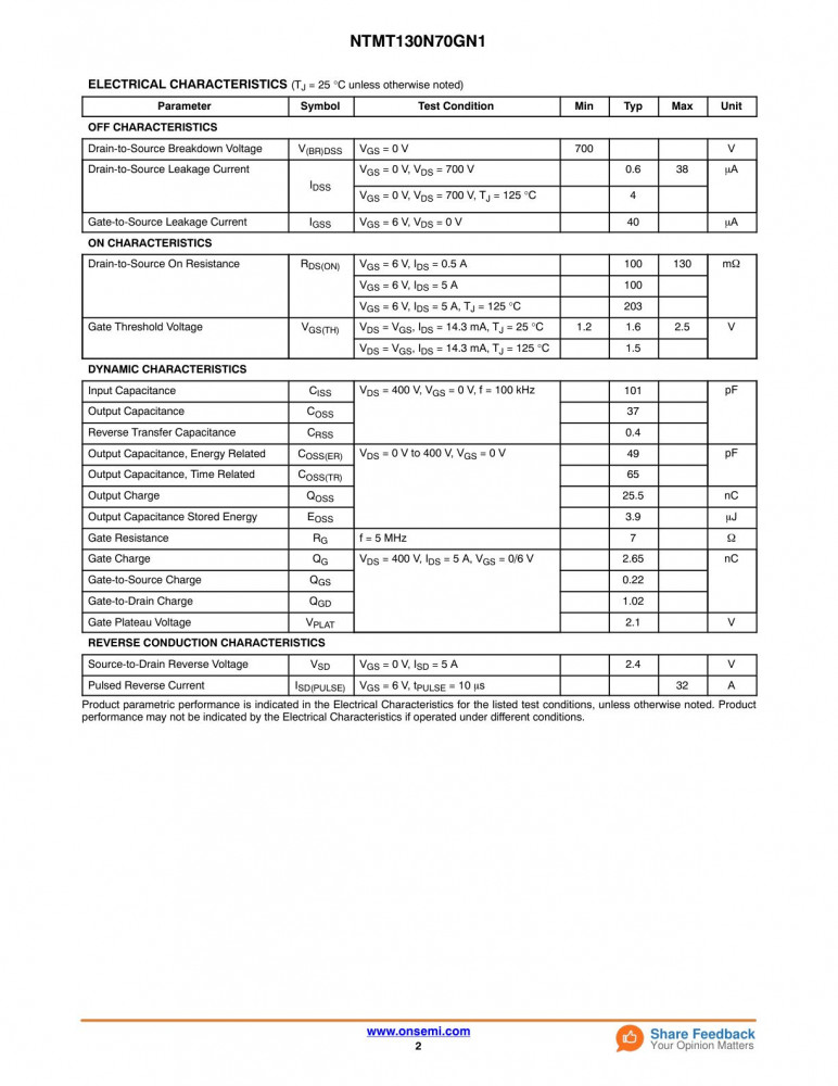 NTMT130N70GN1 technical document page 2