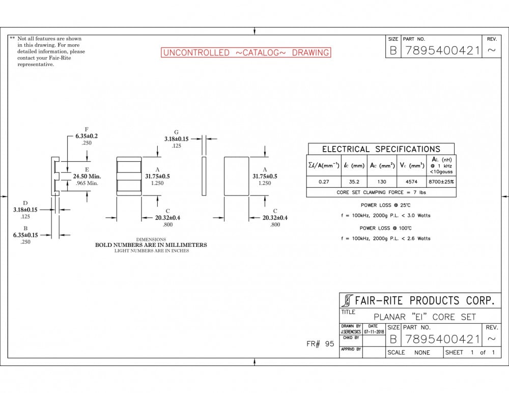 Fair-Rite 7895400421 technical document