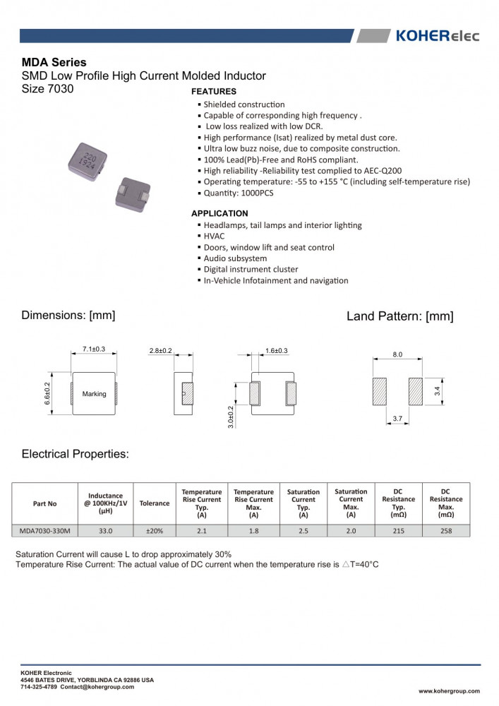 MDA7030-330M datasheet page 1