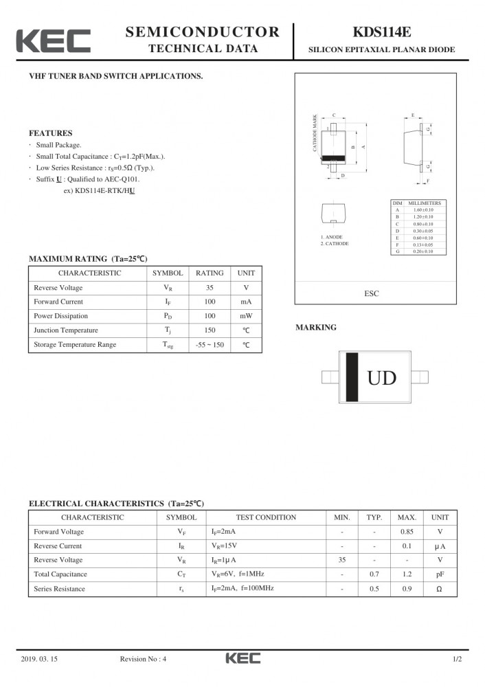 KDS114E-RTL/HA datasheet page 1