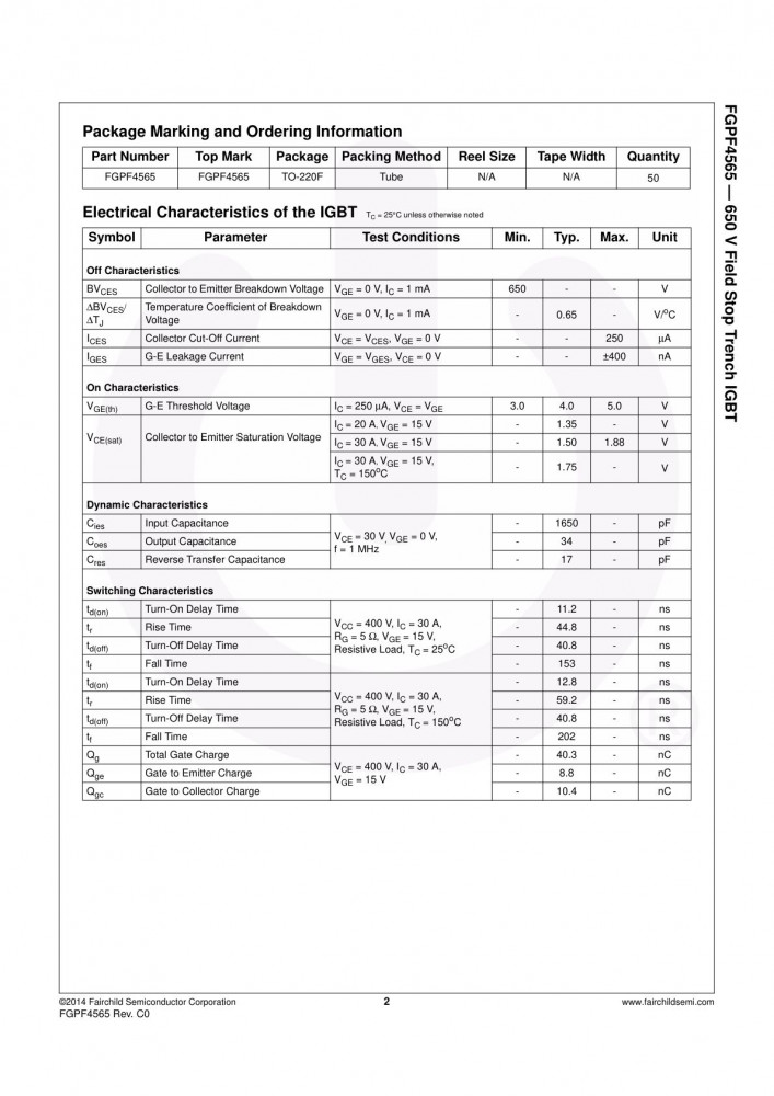 FGPF4565 datasheet page 3