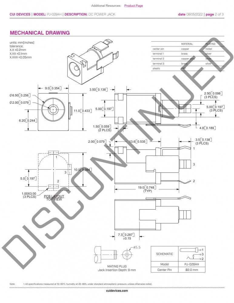 PJ-028AH datasheet page 2