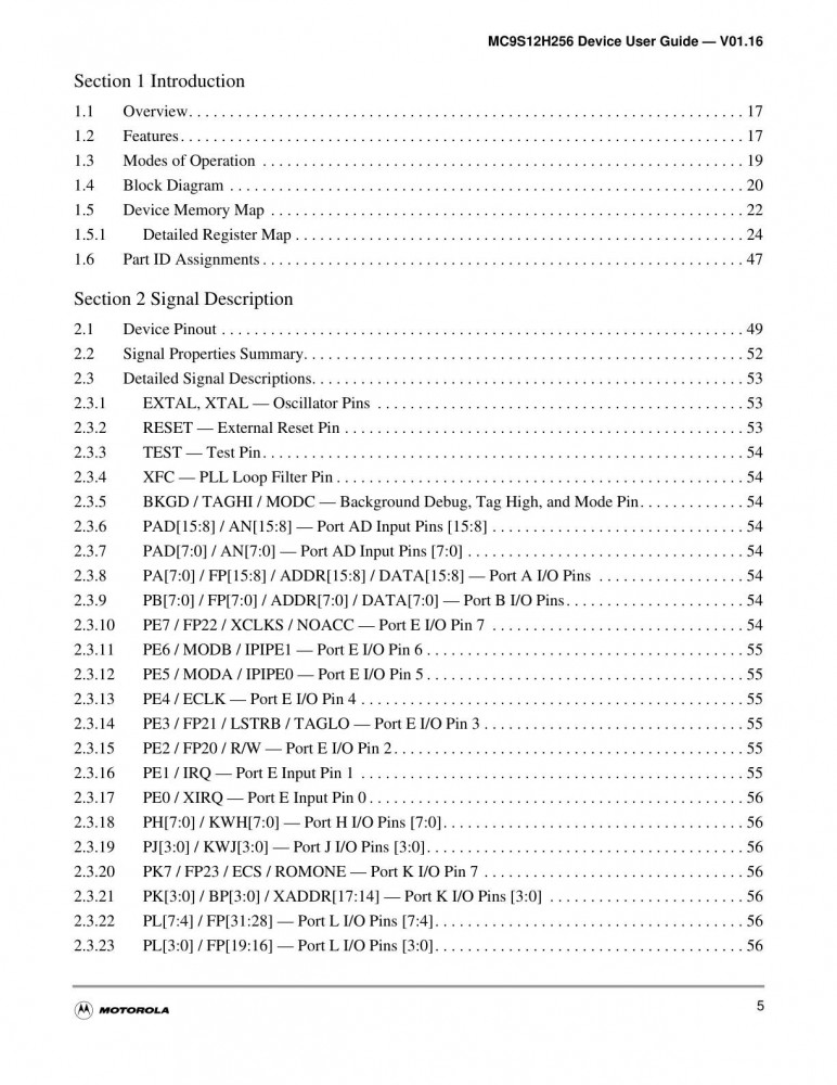 MC9S12H256 document page 5