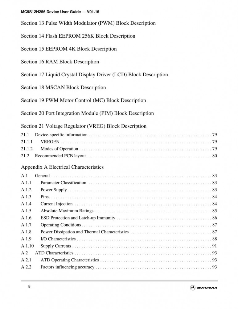 MC9S12H256 document page 8