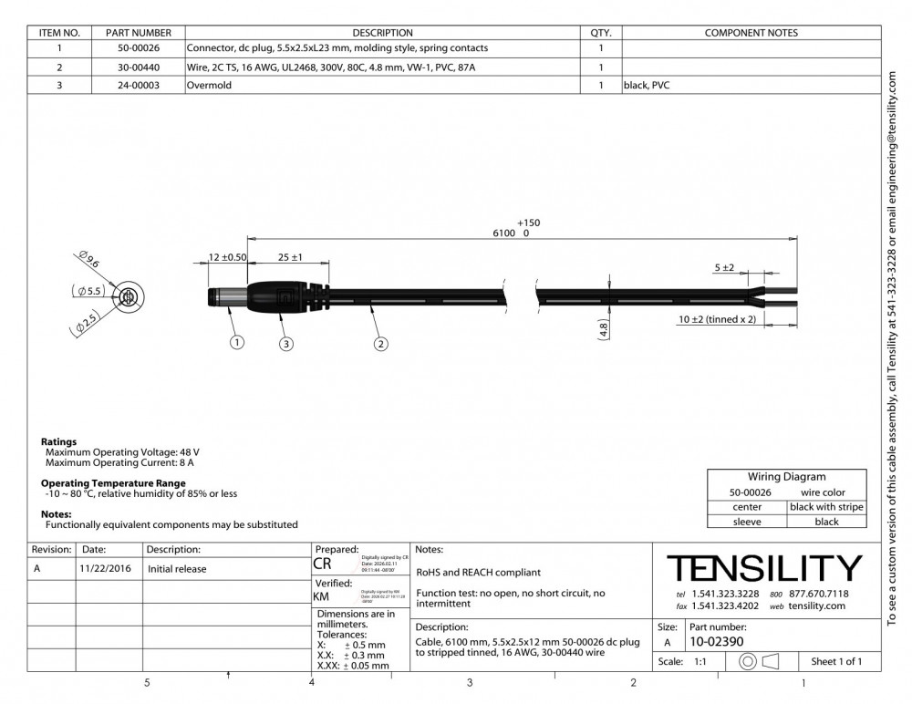 Tensility International 10-02390 product drawing
