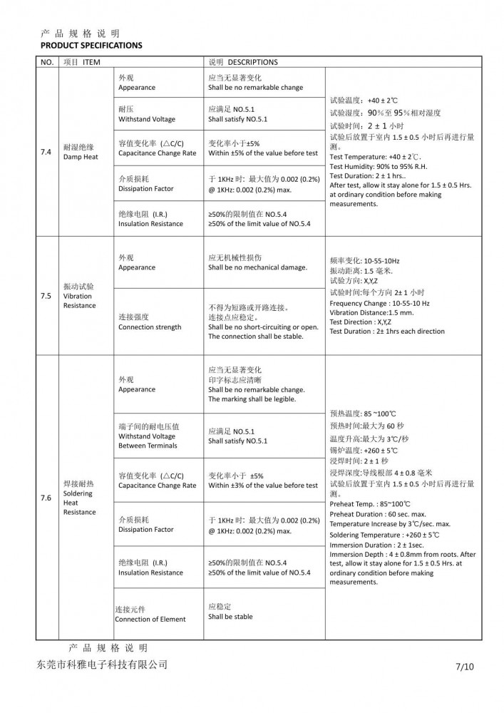 KYET MPB155K2T2201 specification page 7