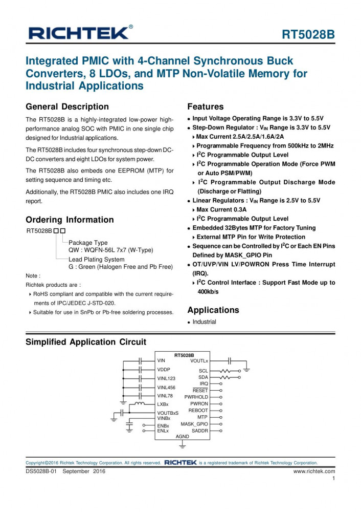 RT5028B datasheet page 1