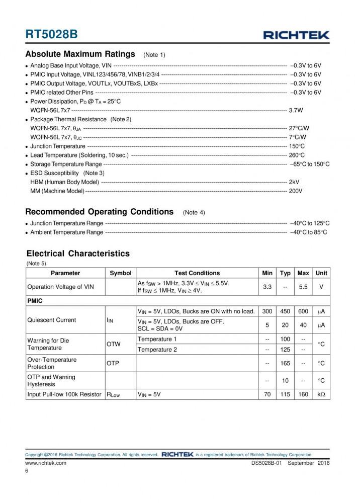 RT5028B datasheet page 6