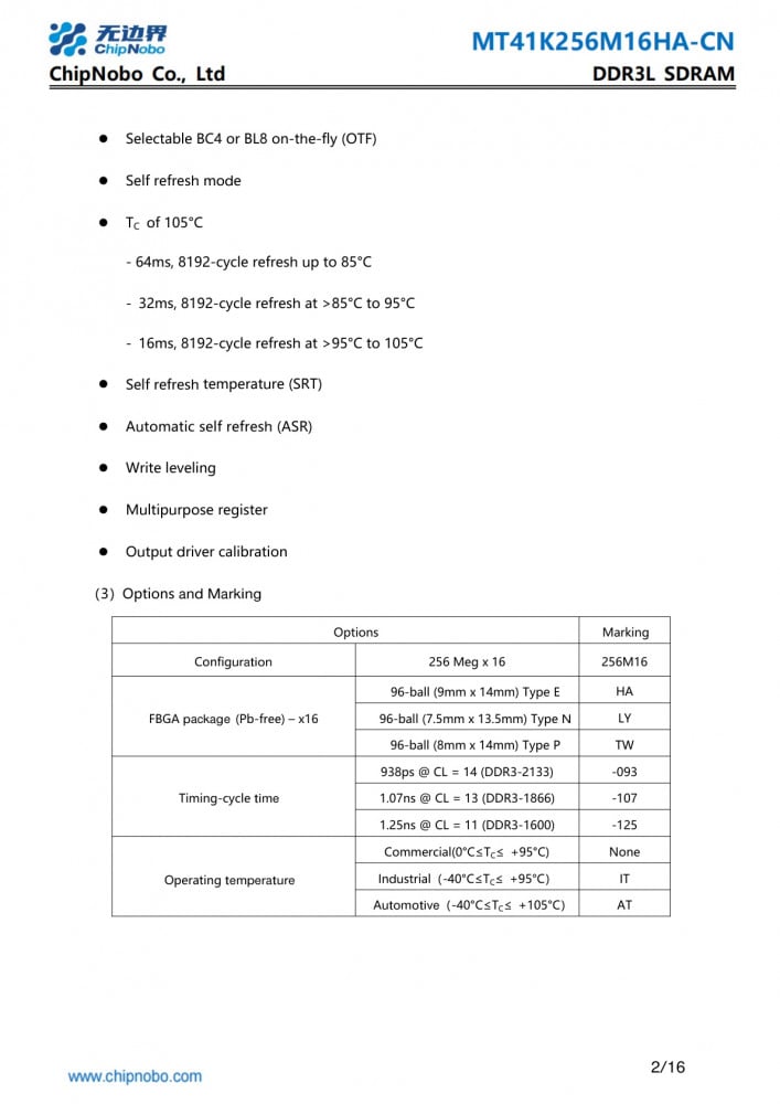 MT41K256M16HA-CN datasheet page 2