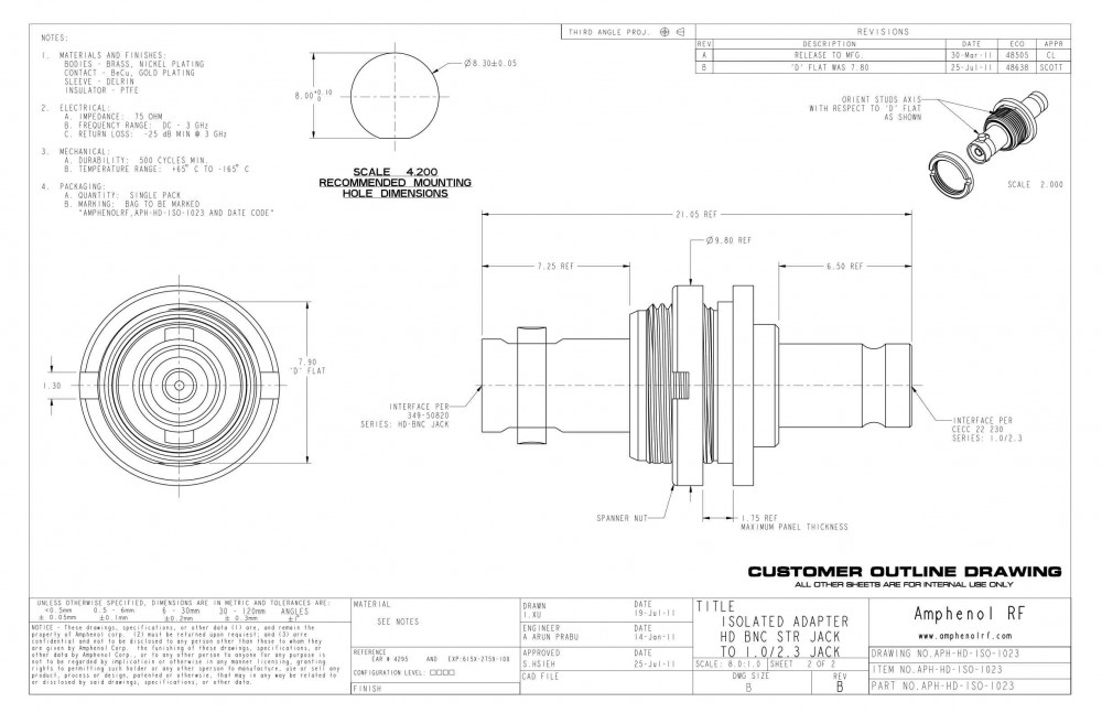 Amphenol APH-HD-ISO-1023 technical drawing
