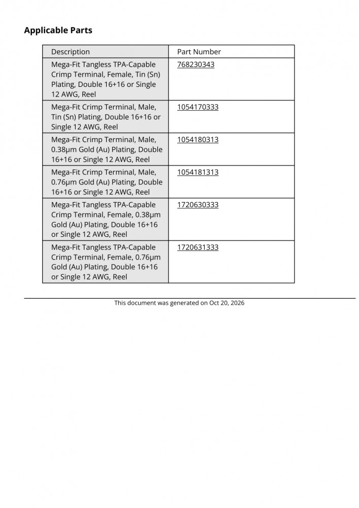 Technical document page 3 for MOLEX 2037025000