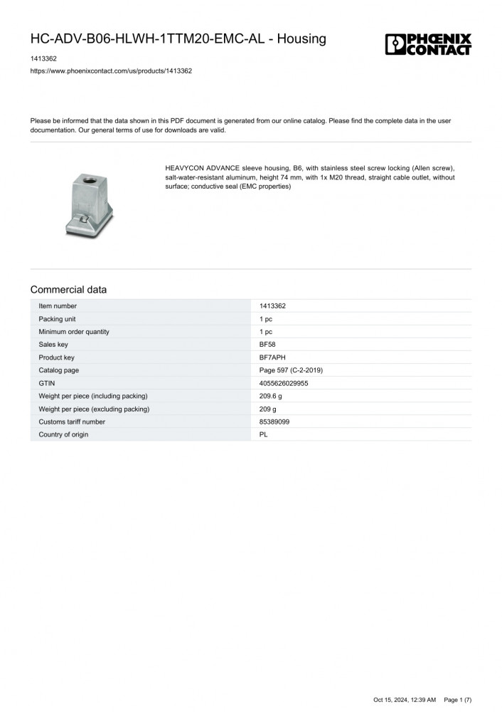 Phoenix Contact 1413362 technical document page 1