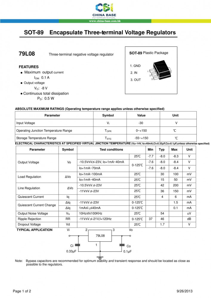 79L08U datasheet page 1