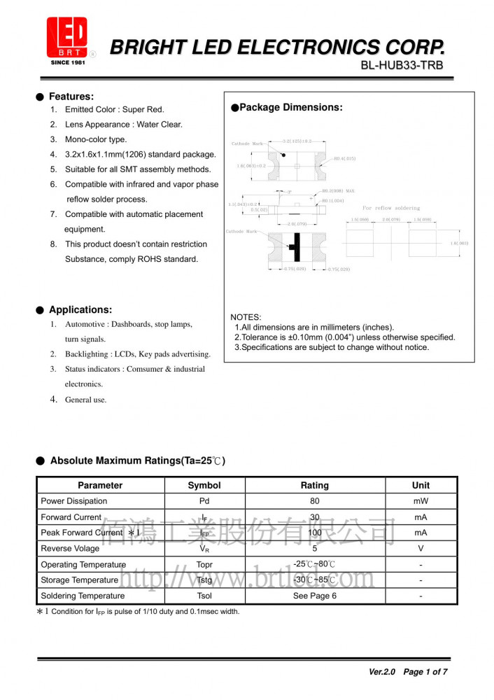 BL-HUB33-TRB datasheet page 1