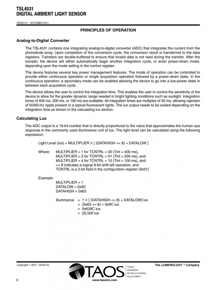 TSL4531 technical document page 6