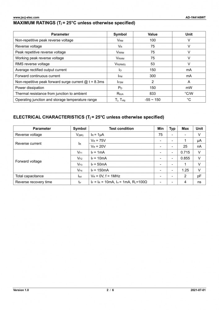 AD-1N4148WT datasheet page 2