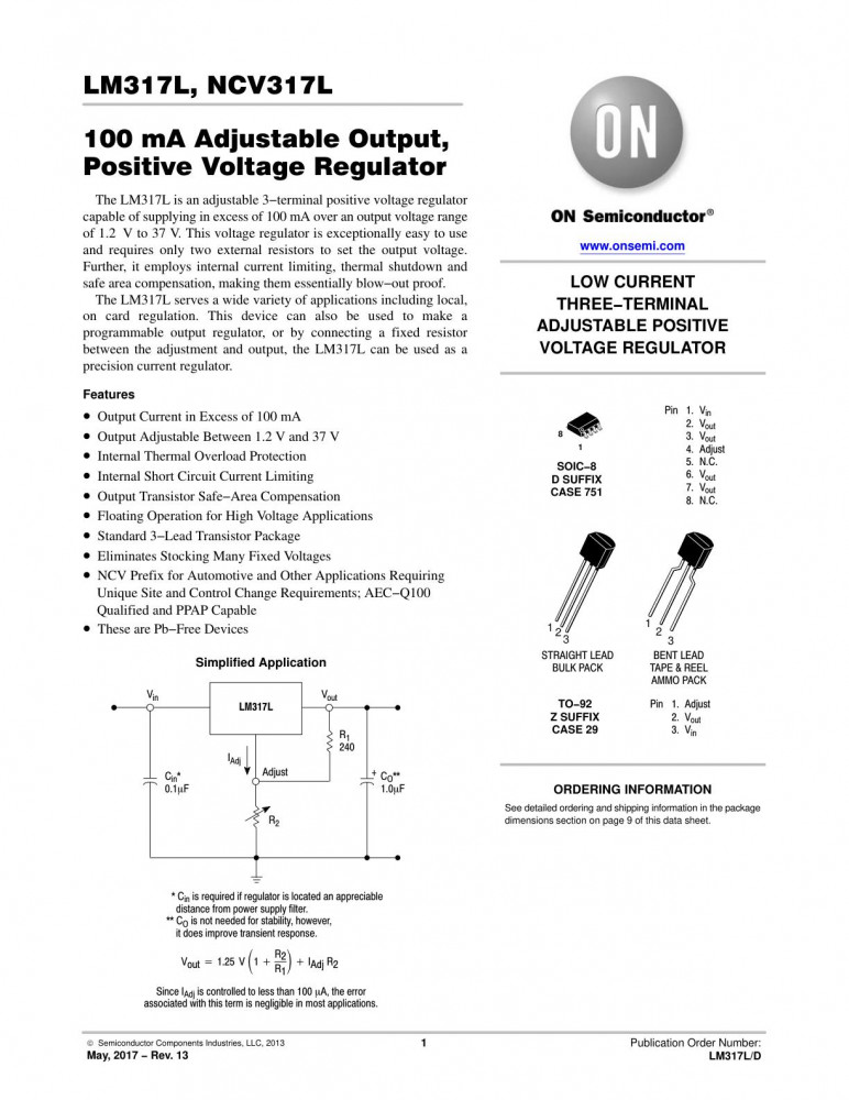 LM317L datasheet page 1