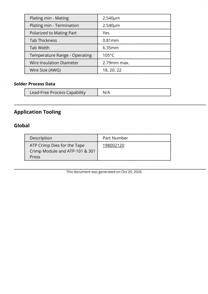 Product document page 3 for Molex 190110036