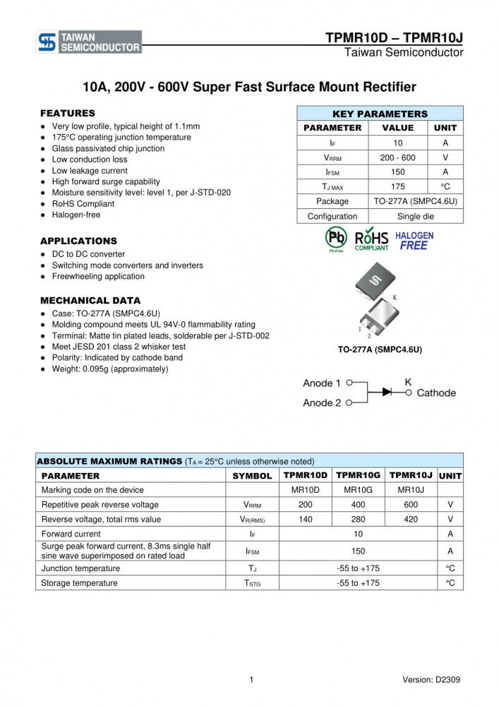 TPMR10J datasheet page 1
