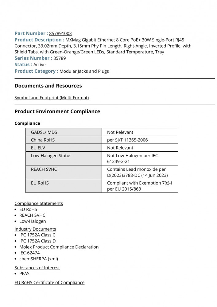 MOLEX 857891003 technical document image 1