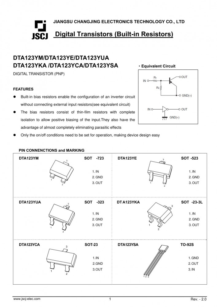 DTA123YCA datasheet page 1