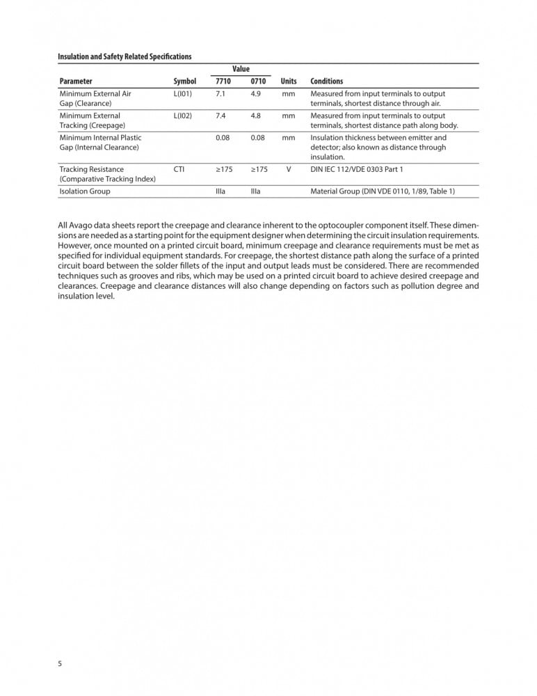 HCPL-0710-500E datasheet page 5