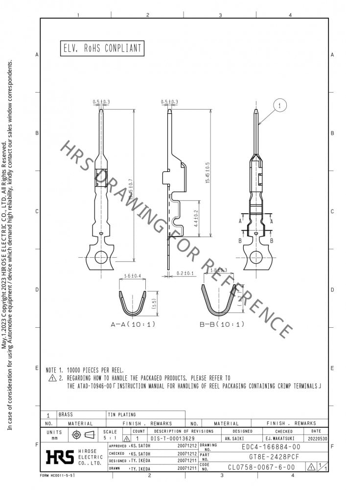 HRS GT8E-2428PCF technical drawing preview