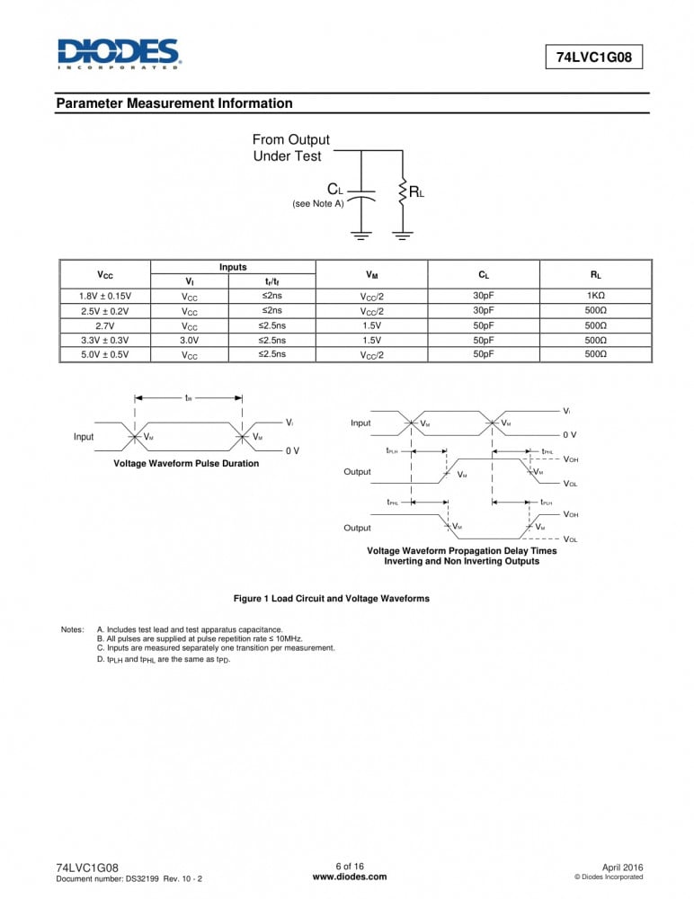 74LVC1G08SE-7 datasheet page 6