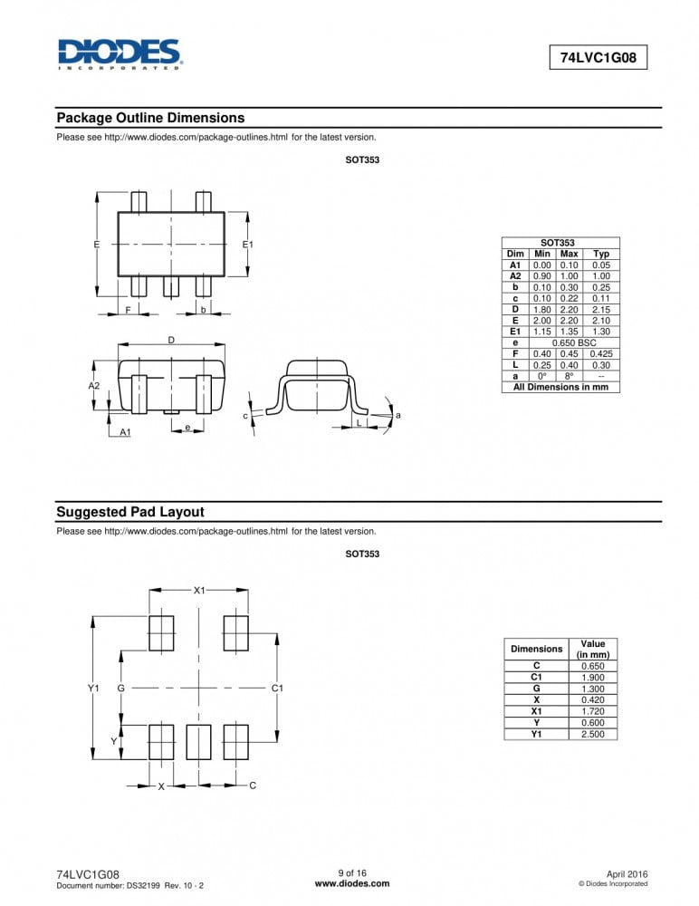 74LVC1G08SE-7 datasheet page 9