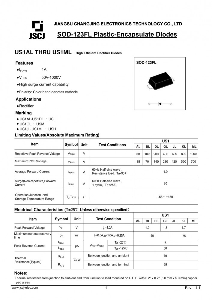 JSCJ US1DL datasheet page 1