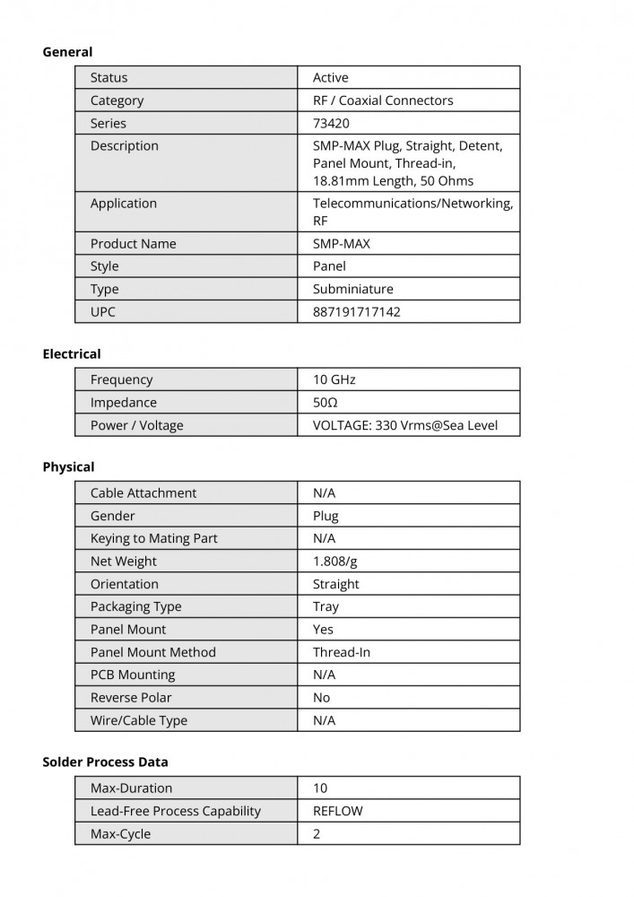 Technical document page 2 for Molex 734205452