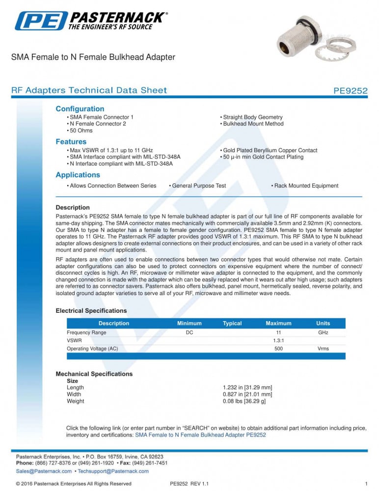 PE9252 technical document page 1