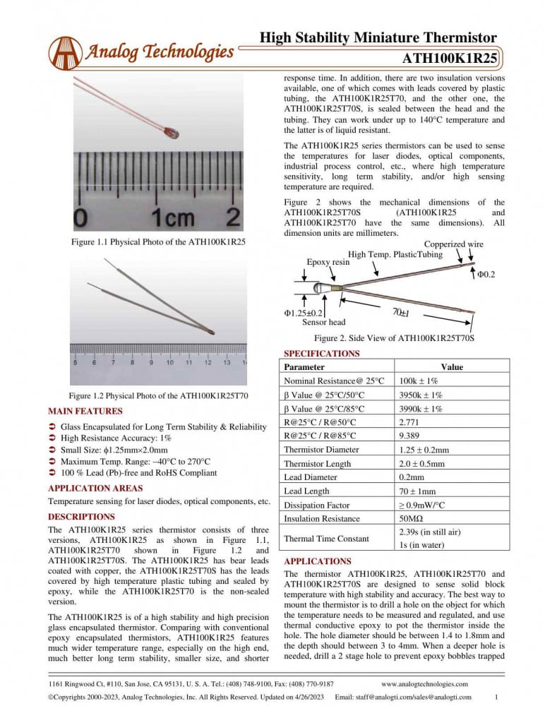 ATH100K1R25 technical document page 1
