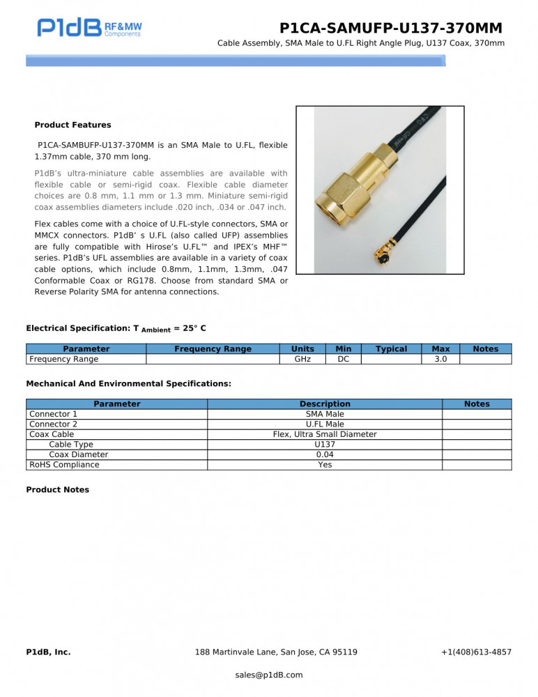 P1CA-SAMUFP-U137-370MM technical document preview