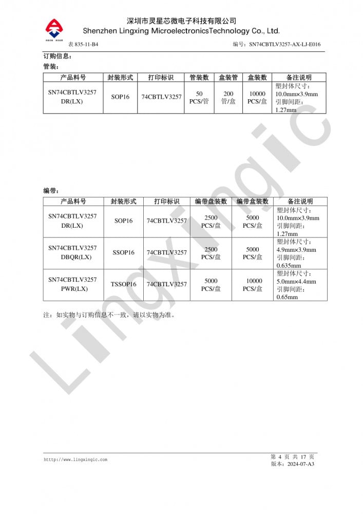 SN74CBTLV3257 datasheet page 4