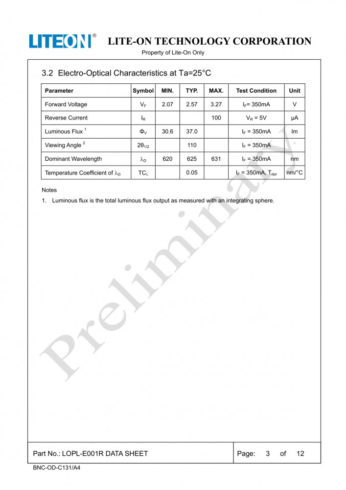 LOPL-E001R datasheet page 3