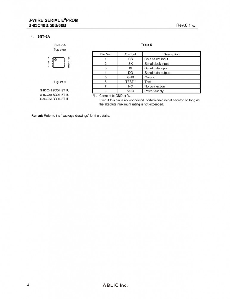 ABLIC S-93C56B datasheet page 4