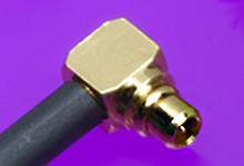 MMCX Plug, Right-Angle, Crimp, RD-316 Cable, Brass Body, Gold (Au) Plated, Bulk Bag, 50 Ohms for sale