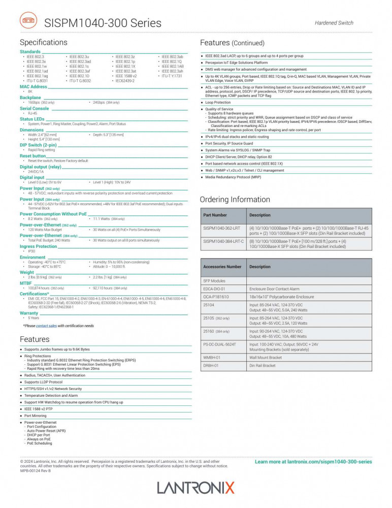 Lantronix SISPM1040-362-LRT technical document page 2