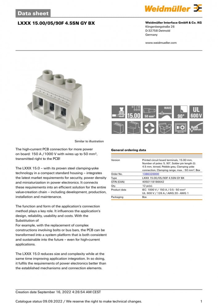 WEIDMULLER 1386320000 document page 1