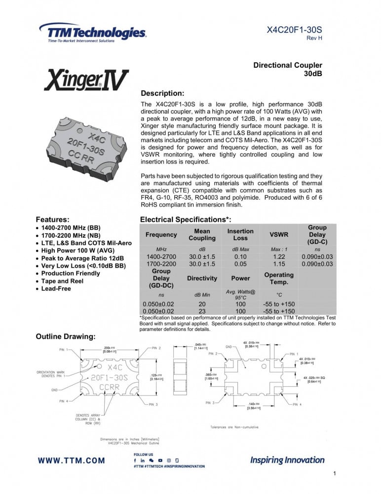 X4C20F1-30S datasheet page 1