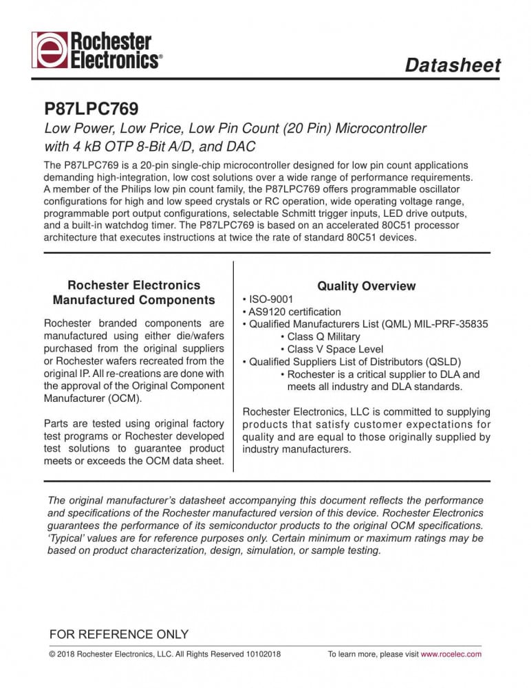 P87LPC769HD datasheet page 1