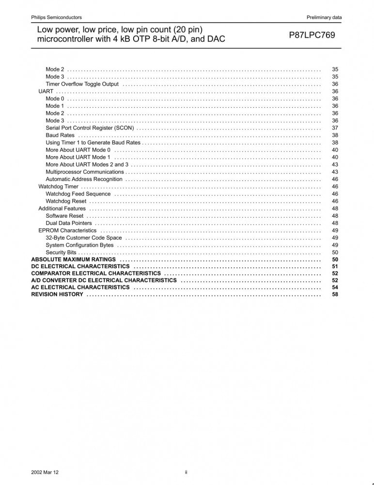 P87LPC769HD datasheet page 4