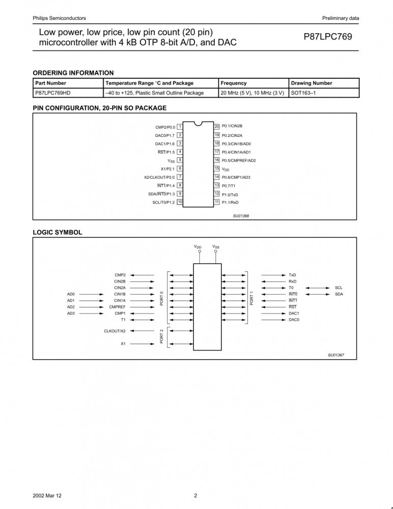 P87LPC769HD datasheet page 6