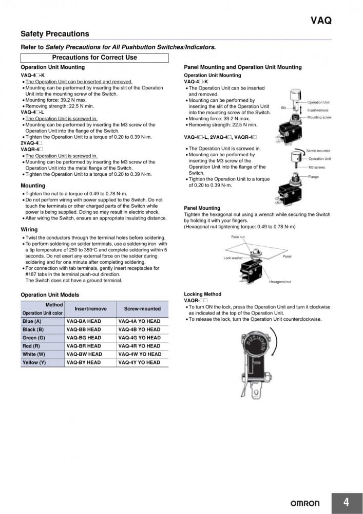 OMRON VAQ-4B-K datasheet page 4