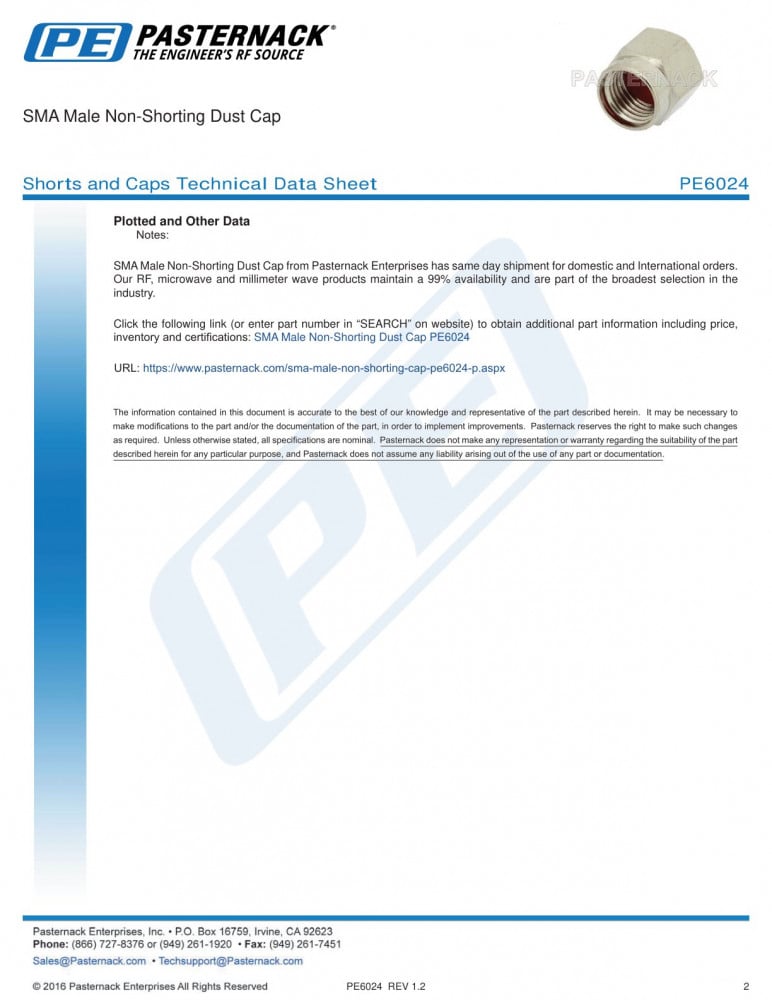 PE6024 technical data sheet page 2
